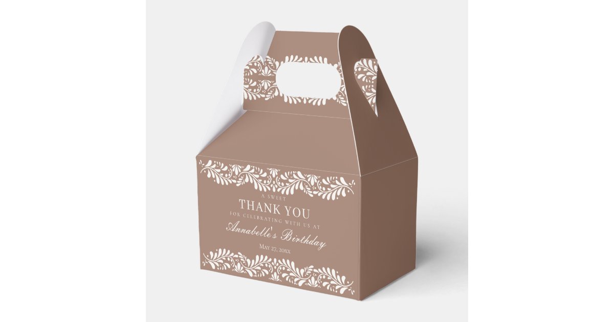 Mocha Brown Talavera Fiesta Birthday Dessert Favour Box | Zazzle