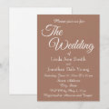 Mocha Simple Style Wedding Invitation | Zazzle