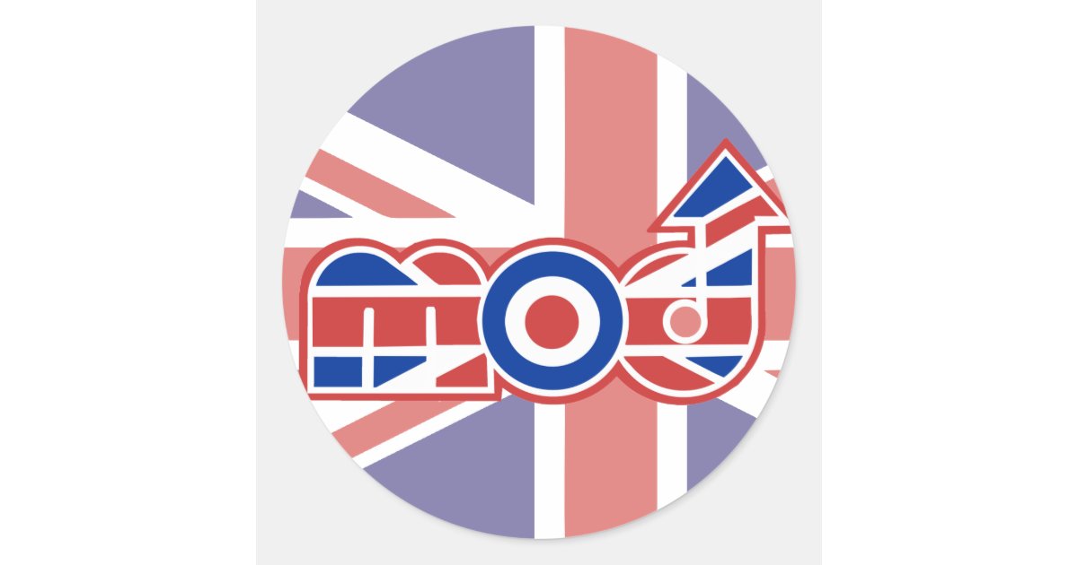 Mod Logo 2 Round union jack stickers | Zazzle