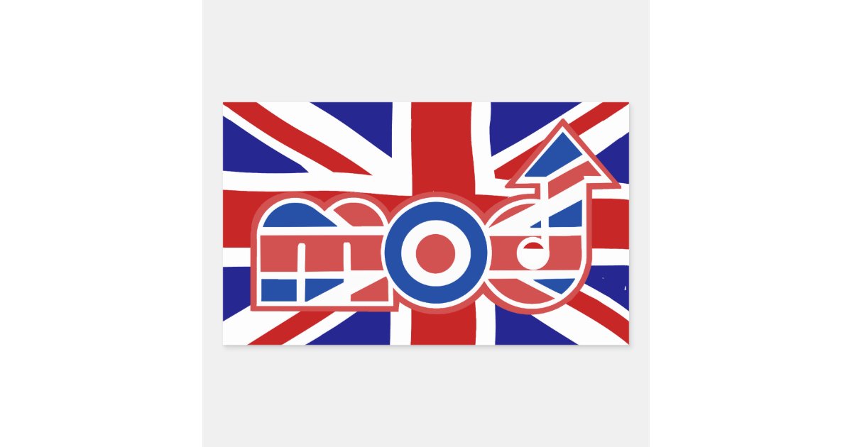 Mod Logo Union Jack Background Rectangle stickers | Zazzle