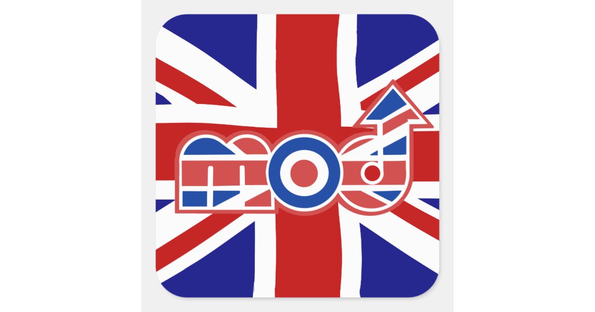 Mod Logo Union Jack Background square stickers | Zazzle