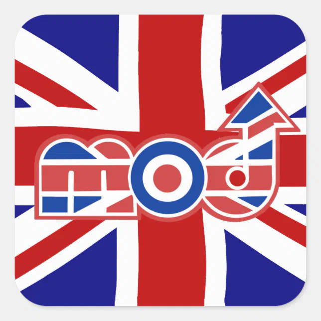 Mod Logo Union Jack Background square stickers | Zazzle