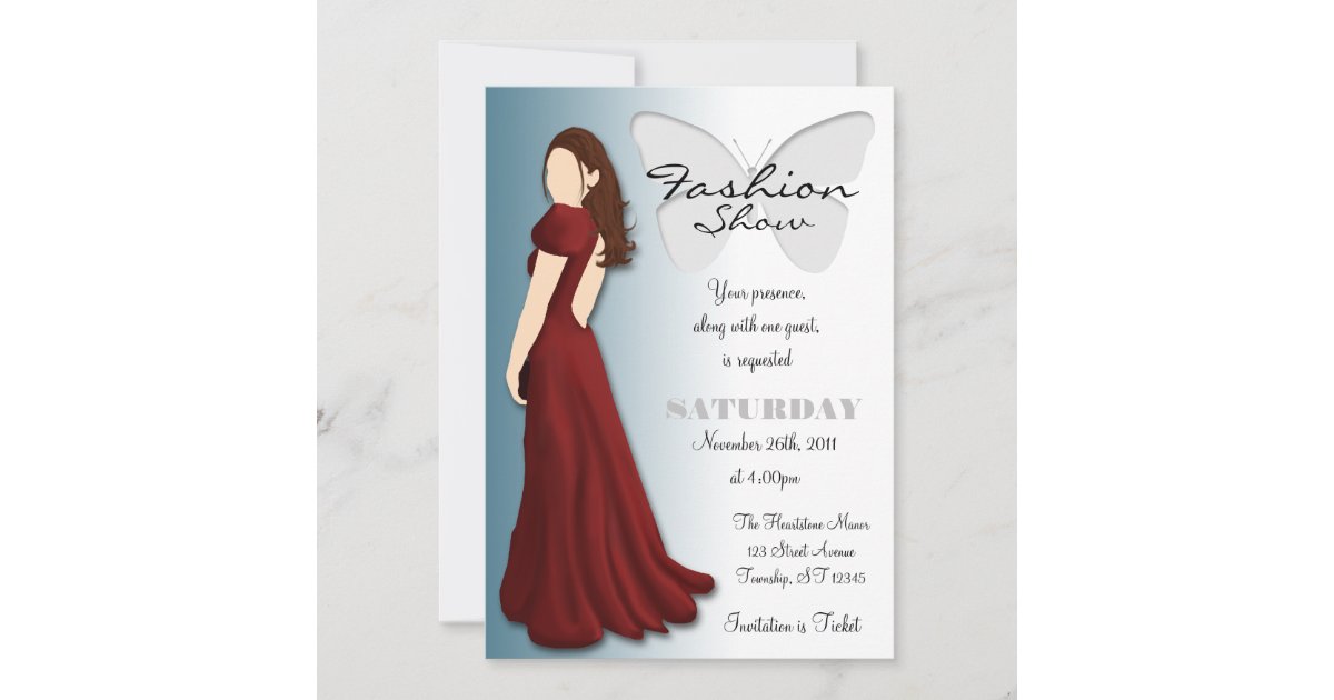 Model Butterfly Elegant Fashion Show Invitation | Zazzle