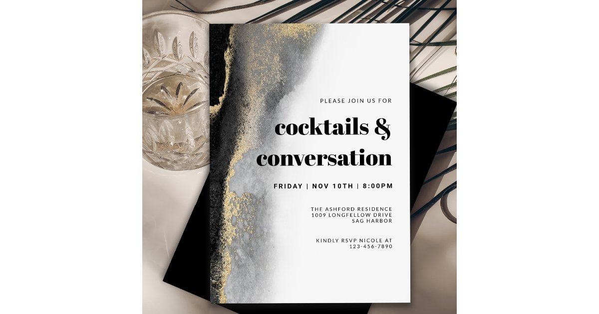 Modern Abstract Cocktails and Conversation Party Invitation | Zazzle
