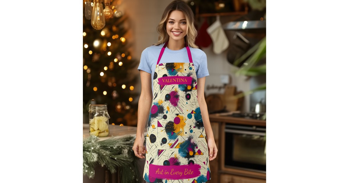 Modern Abstract Splash Apron with Custom Name | Zazzle