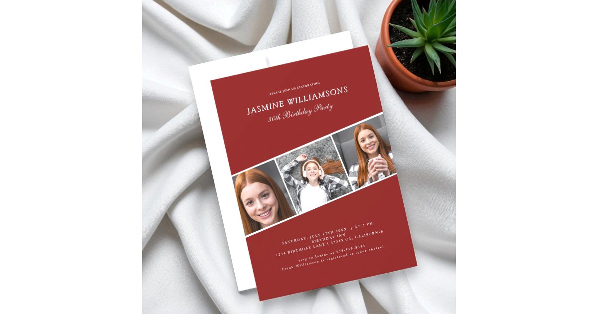 Modern adult photo collage birthday party Invitation | Zazzle