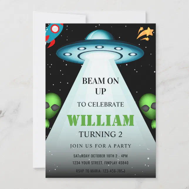 Modern Alien Birthday Invitation | Zazzle