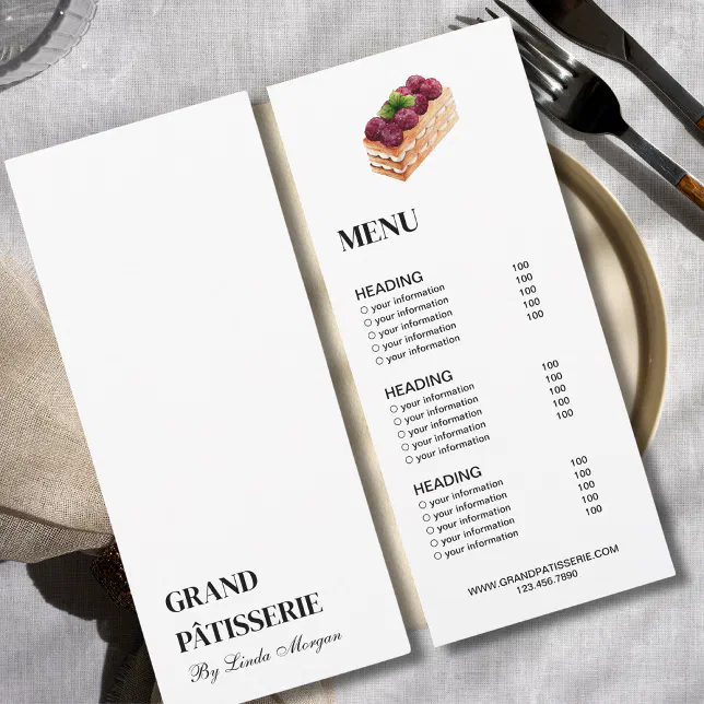 Modern Bakery Cafe Menu & Price List Card | Zazzle
