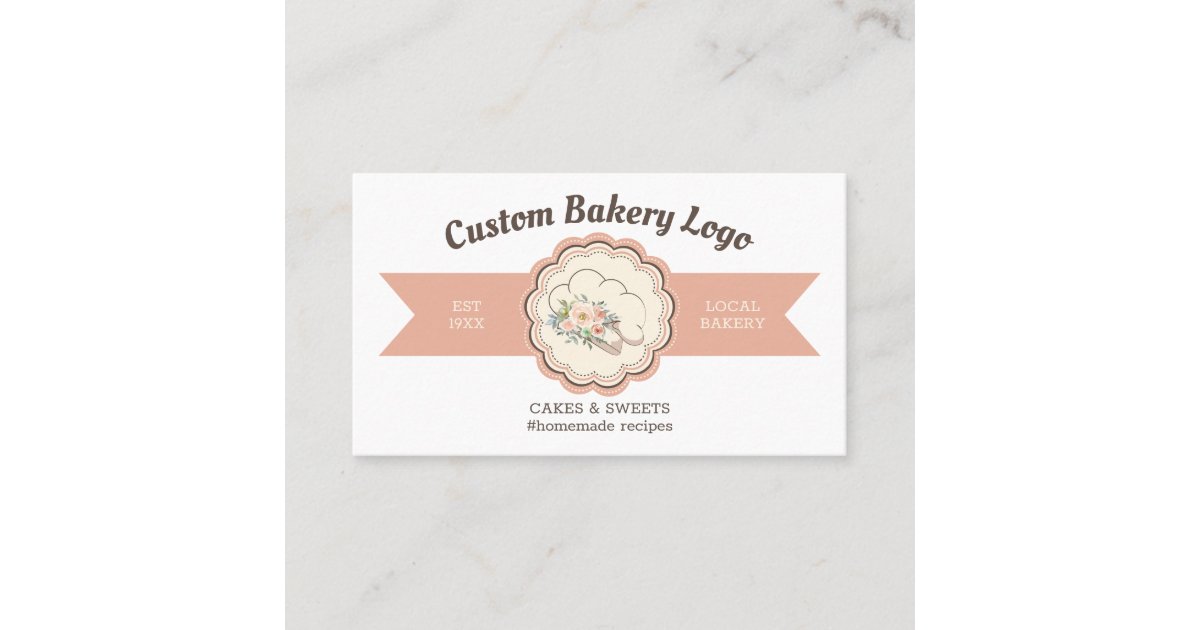 Modern Bakery Cap Pastry Chef Logo Design Business Card | Zazzle
