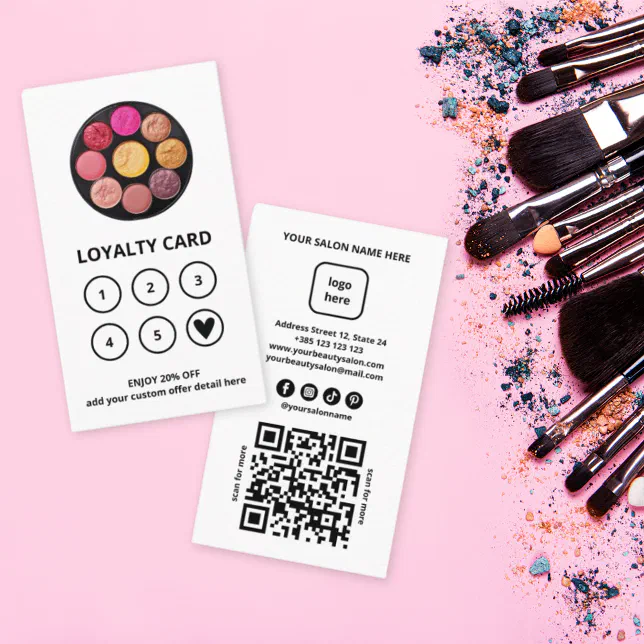 Modern Beauty Salon QR Code Loyalty Card | Zazzle