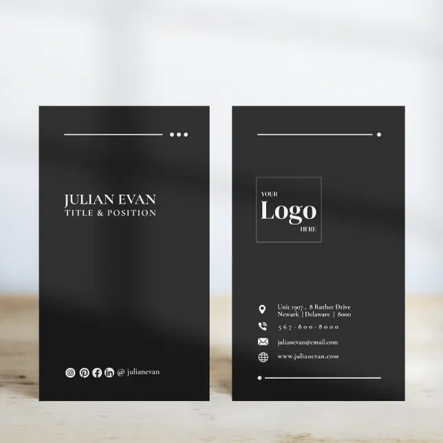 Modern Black Minimalist Professional LinkedIn Business Card | Zazzle