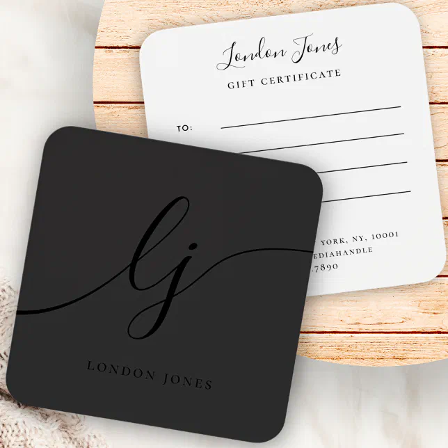 Modern Black Simple Calligraphy Gift Certificate | Zazzle