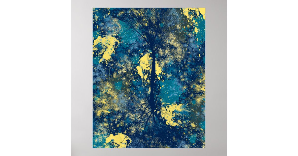 Modern Blue and Yellow Abstract Poster | Zazzle