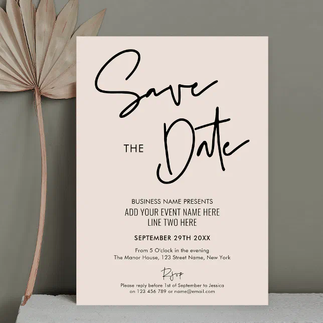 Modern Boho Beige Business Event Save the Date Invitation | Zazzle