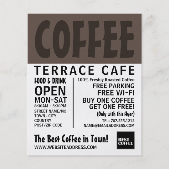 Modern Bold Barista, Café, Coffeehouse Advertising Flyer | Zazzle.co.uk