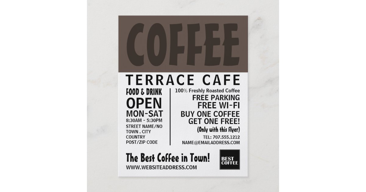 Modern Bold Barista, Café, Coffeehouse Advertising Flyer | Zazzle