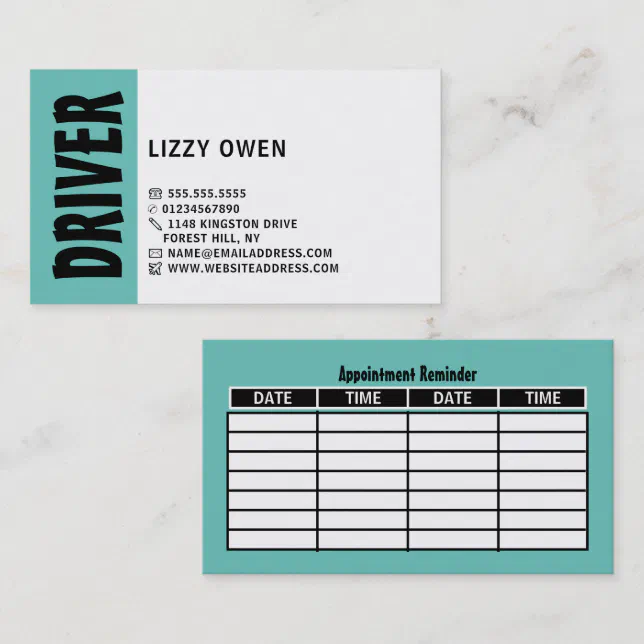 Modern Bold, Driving School/Instructor Appointment Business Card | Zazzle