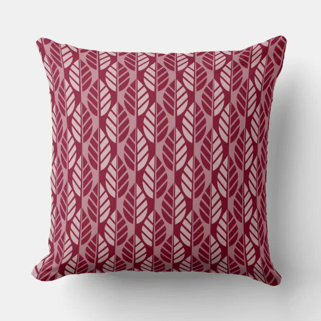 Modern Burgundy Red Leaves Patterned Cushion | Zazzle