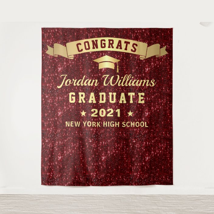 Modern Burgundy Sparkle Graduation Photo Backdrop Tapestry | Zazzle.co.uk