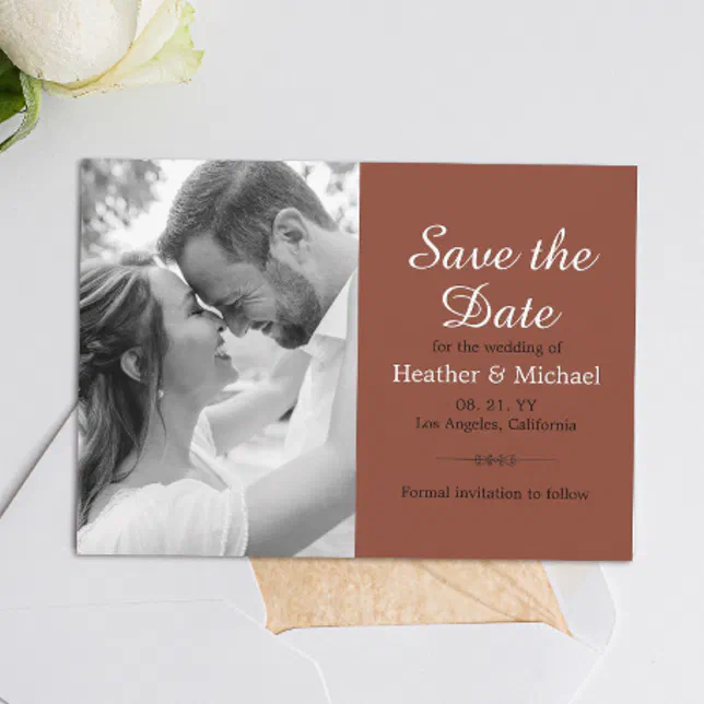 Modern Burnt Orange Save the Date QR Code Wedding Invitation | Zazzle