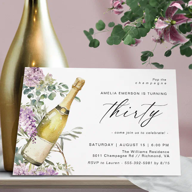 Modern Champagne | Cute Fun Women's 30th Birthday Invitation | Zazzle