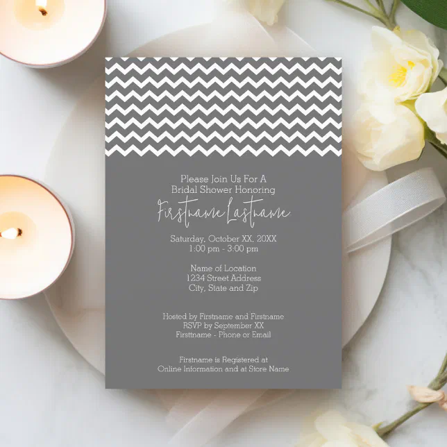 Modern Chevron Bridal Shower or Engagement Party Invitation | Zazzle