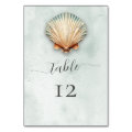 Modern Coastal Seashell Aqua Wedding Table Number | Zazzle