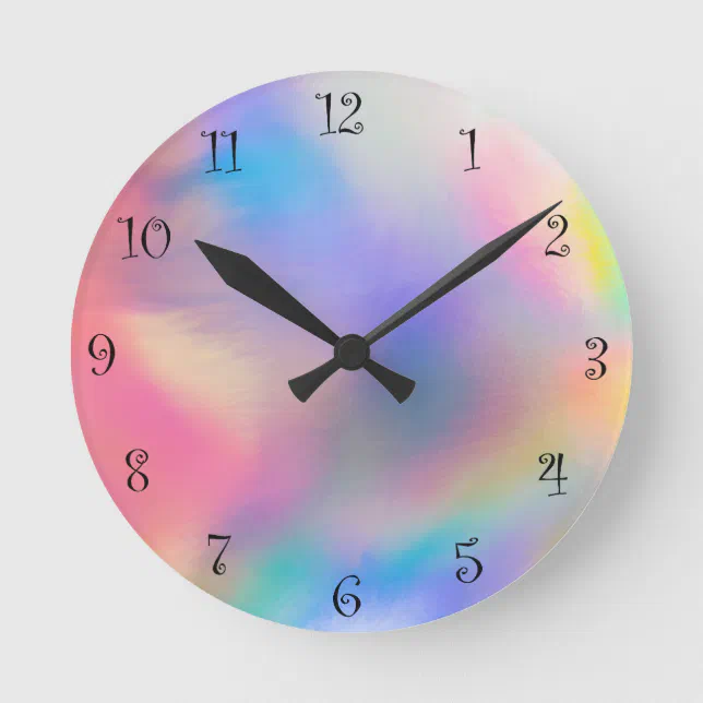 Modern Colourful rainbow Gradient galaxy Ocean gir Round Clock | Zazzle