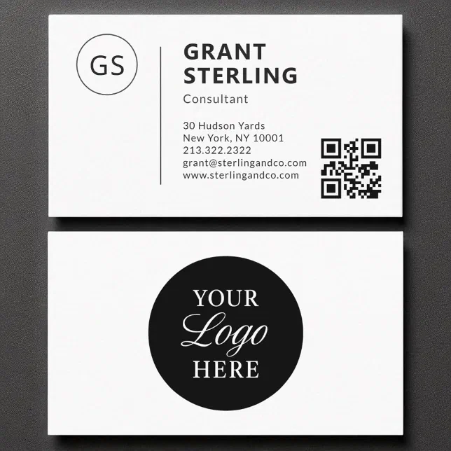 Modern Consultant QR Code Company Logo Business Card | Zazzle