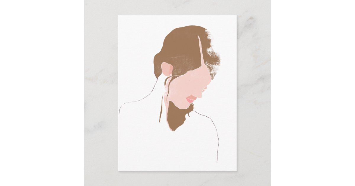 Modern Contour Portrait Postcard | Zazzle