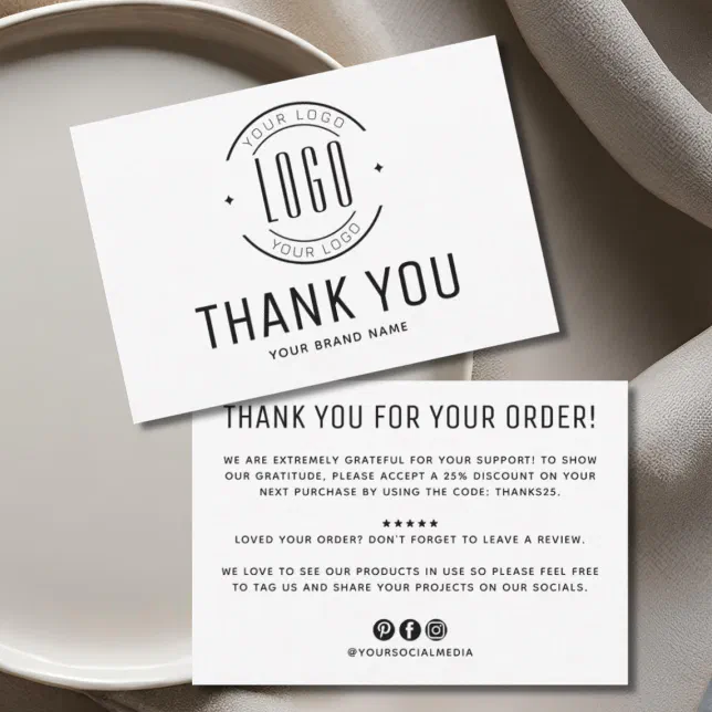 Modern custom company logo business branded thank you card | Zazzle