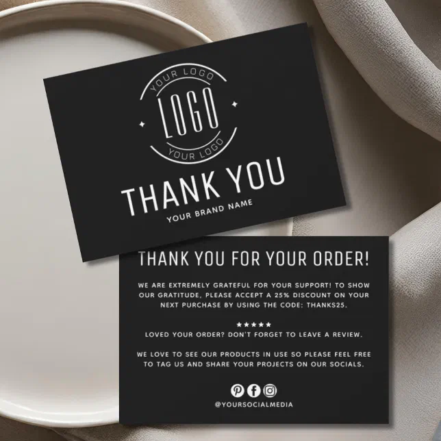 Modern custom company logo business branded thank you card | Zazzle