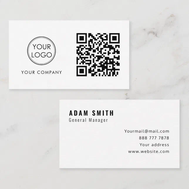 Modern Custom Logo and QR Code Business Card | Zazzle