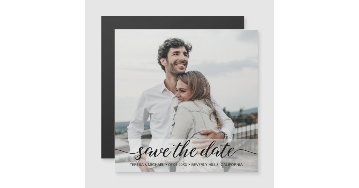 Modern Custom Photo Save the Date handlettering Magnetic Invitation ...