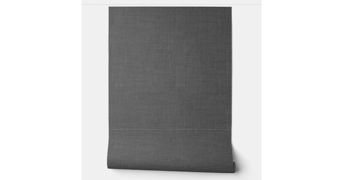 Modern Dark Charcoal Linen Look Texture Wallpaper | Zazzle