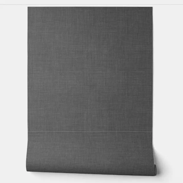 Modern Dark Charcoal Linen Look Texture Wallpaper | Zazzle