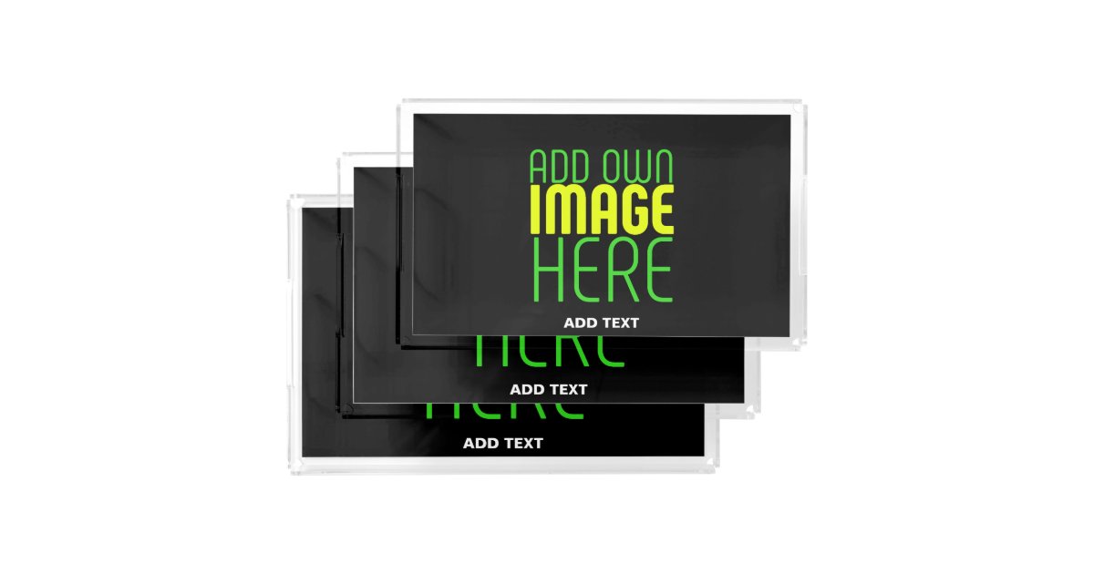MODERN EDITABLE SIMPLE BLACK IMAGE TEXT TEMPLATE ACRYLIC TRAY | Zazzle