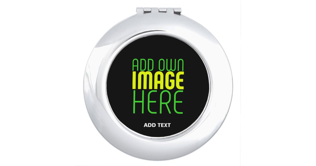 MODERN EDITABLE SIMPLE BLACK IMAGE TEXT TEMPLATE COMPACT MIRROR | Zazzle