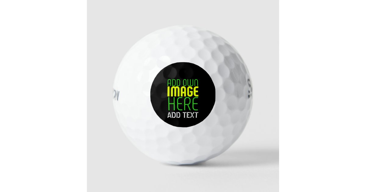 MODERN EDITABLE SIMPLE BLACK IMAGE TEXT TEMPLATE GOLF BALLS | Zazzle