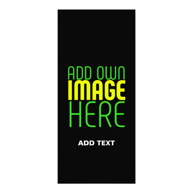 MODERN EDITABLE SIMPLE BLACK IMAGE TEXT TEMPLATE RACK CARD | Zazzle