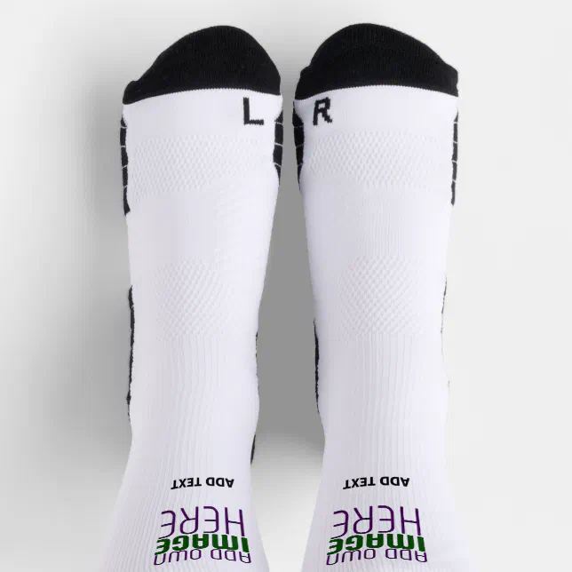 MODERN EDITABLE SIMPLE WHITE IMAGE TEXT TEMPLATE SOCKS | Zazzle