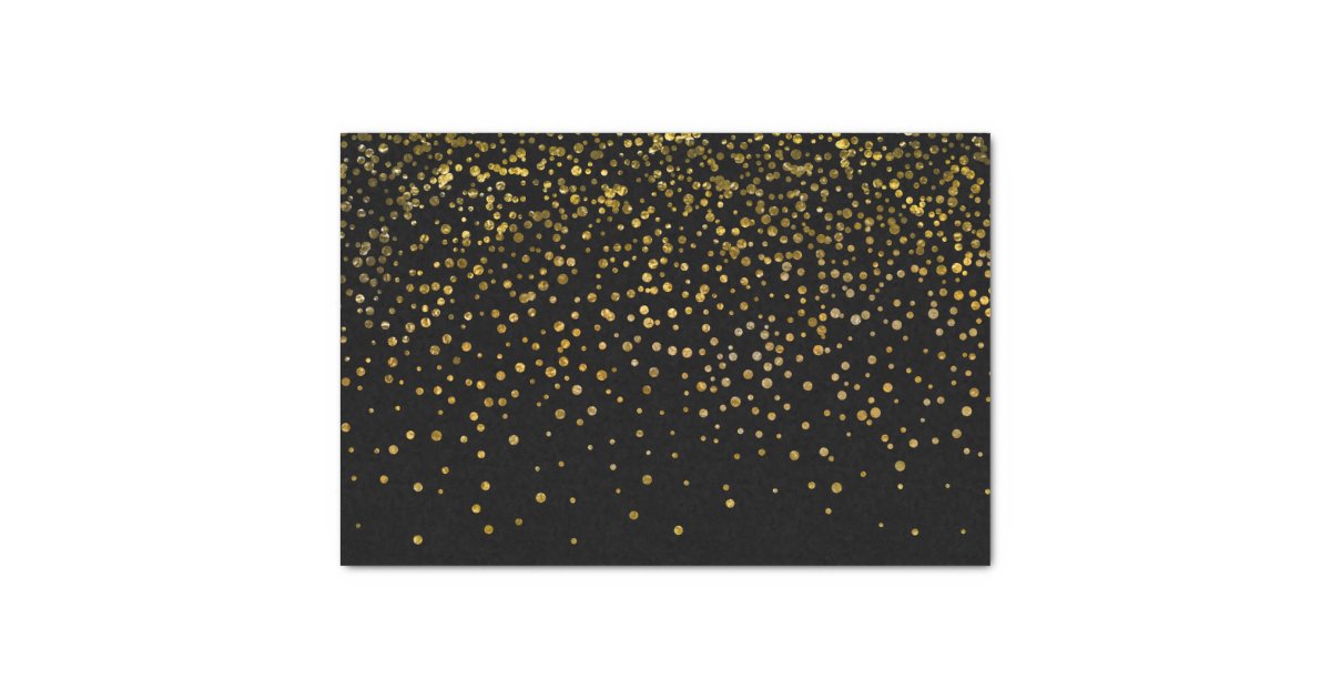 Modern Elegant Black Gold Foil Confetti Dots Tissue Paper | Zazzle