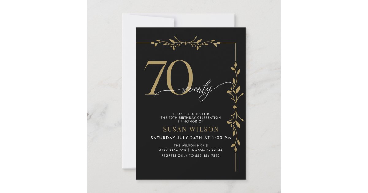 Modern Elegant Calligraphy 70th Birthday Invitation | Zazzle