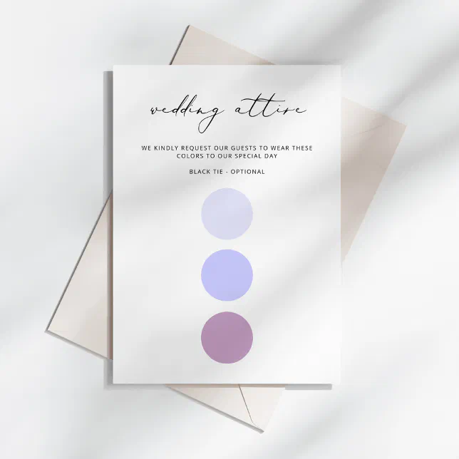 Modern Elegant Calligraphy Wedding Attire Colour Enclosure Card | Zazzle