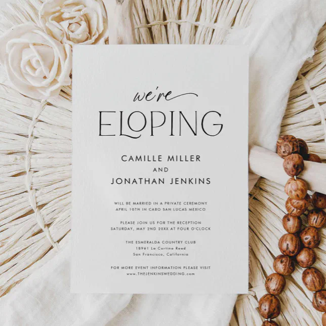 Modern Elegant Photo Elopement Reception Invitation | Zazzle