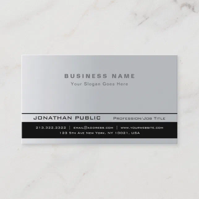 Modern Elegant Silver Signature UV Matte Luxe Business Card | Zazzle