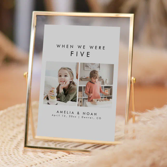 Modern Elegant When We Were Age Photo Table Number | Zazzle