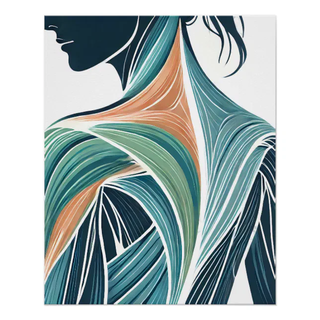 Modern Female Muscle Anatomy Art Poster | Zazzle
