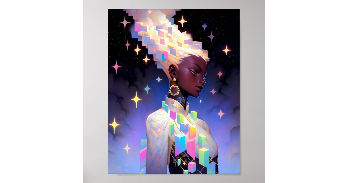 Modern Geometric Anime Girl Poster | Zazzle