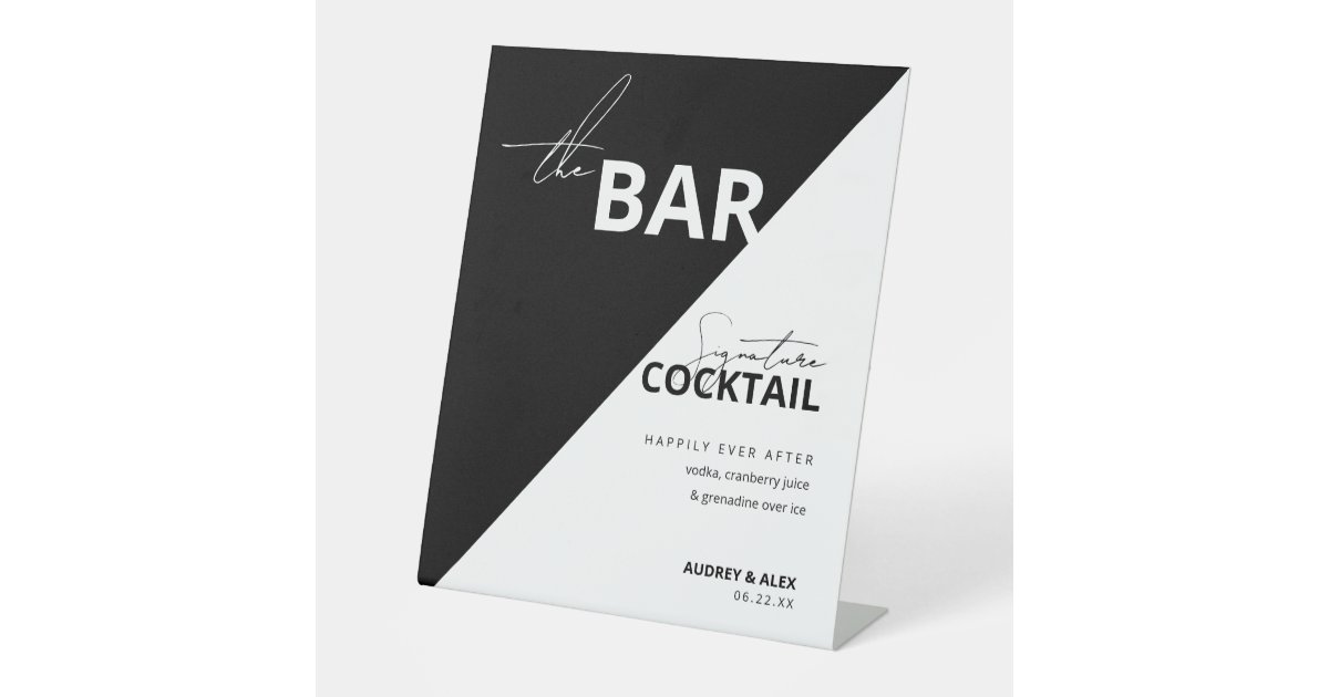 Modern Geometric Black and White Bar Menu Sign | Zazzle